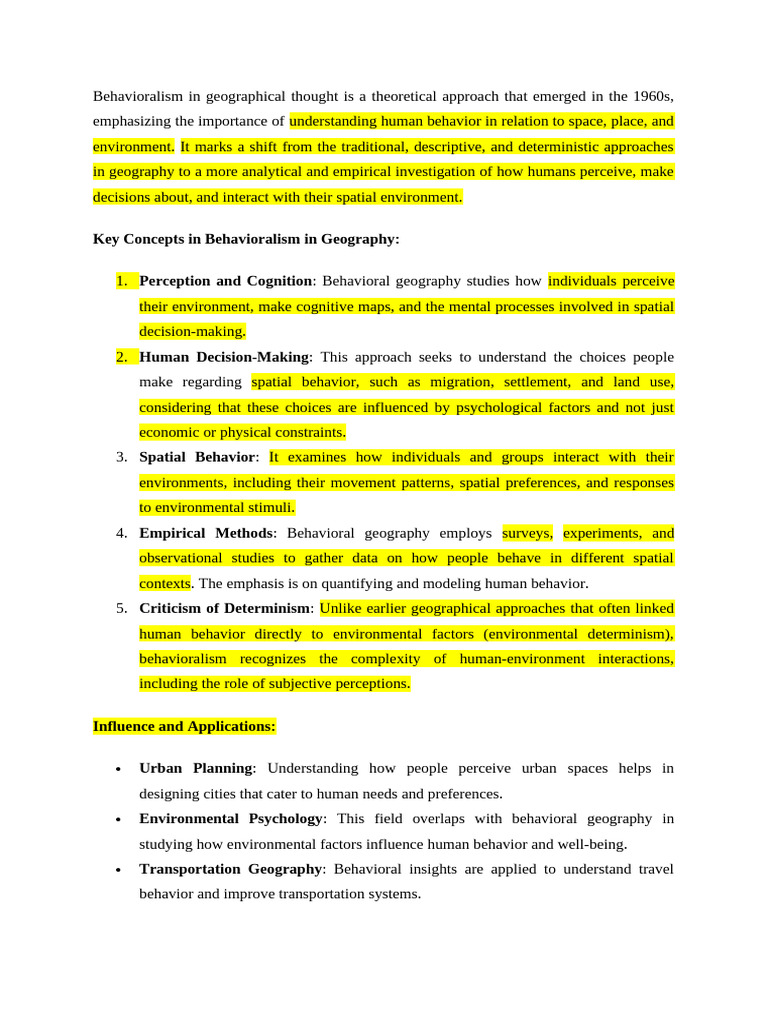 Behavioralism | PDF | Geography | Behavior