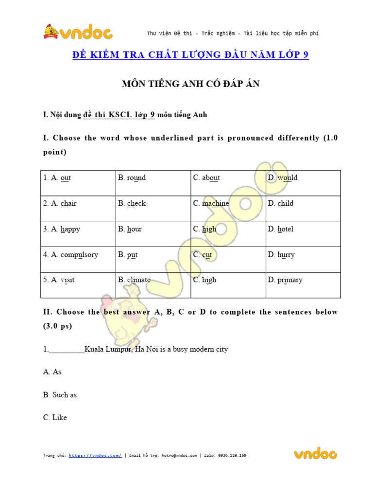 De Khao Sat Chat Luong Dau Nam Mon Tieng Anh Lop 9 Co Dap An | PDF | Natural Disasters | Storms