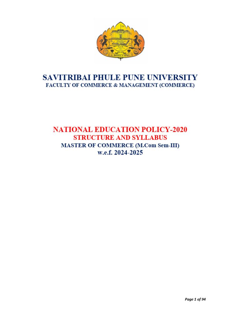 NEP_M.com Sem-III Integrated Syllabus_2024-2025 | PDF | Tax Treaty | Audit