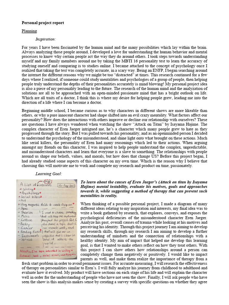 Personal - Project - Report L7 - Therapy For The Mentally Instable ...