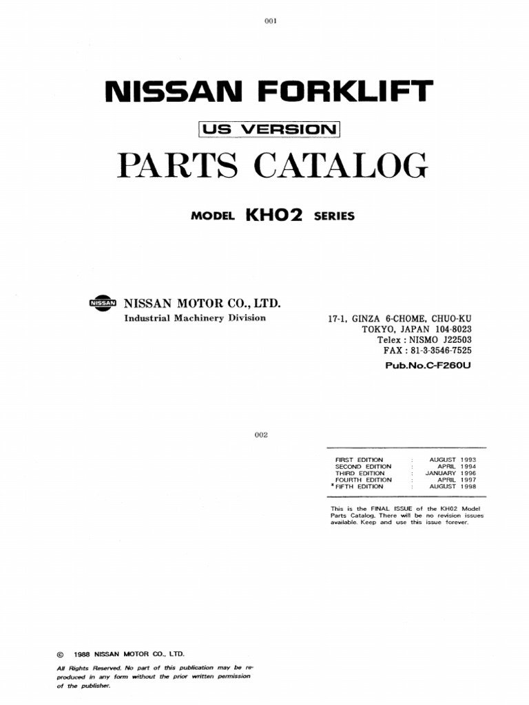 NISSAN KH02 Parts Manual | PDF