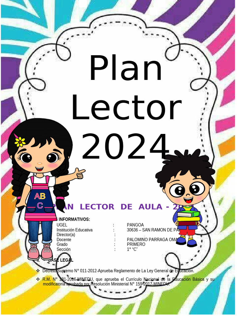 Plan Lector Primero - 2024 | PDF | Salón de clases | Educación primaria
