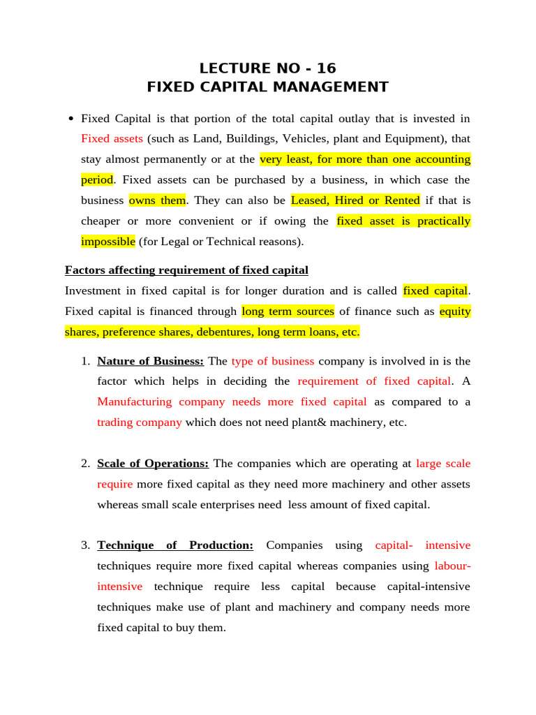 16.Lec.No.16 | PDF | Lease | Fixed Capital