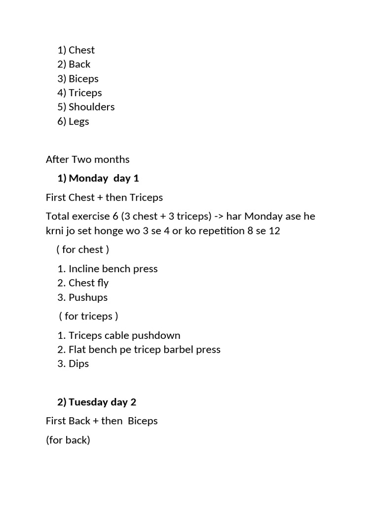 One Body Part Workout Schedule | PDF