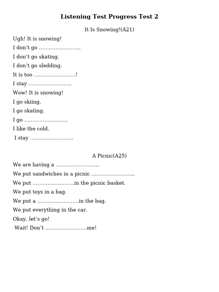 Listening Test Progress Test 2 | PDF