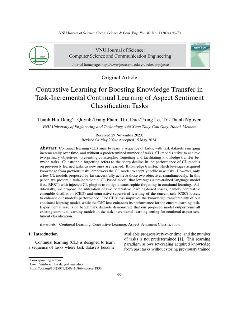 Contrastive Learning For Boosting Knowledge Transfer in Task ...