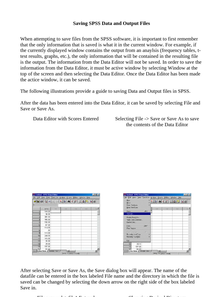Saving SPSS Data and Output Files | PDF | Comma Separated Values | Spss