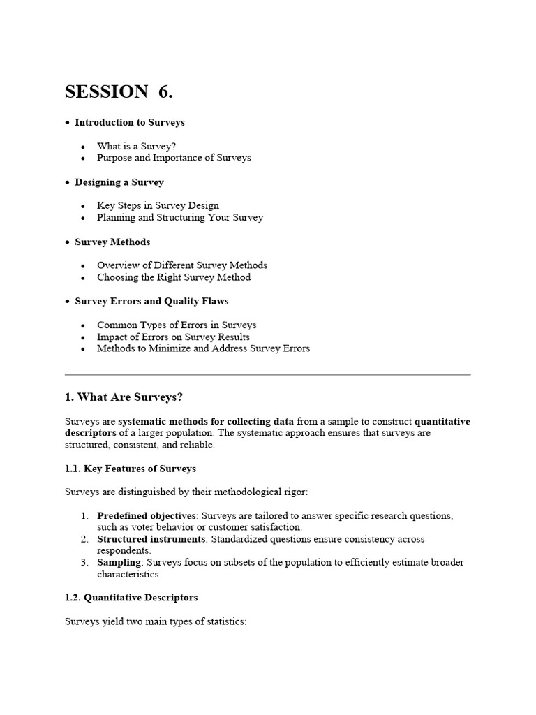 Survey Design and Methodology Guide | PDF | Survey Methodology | Sampling (Statistics)