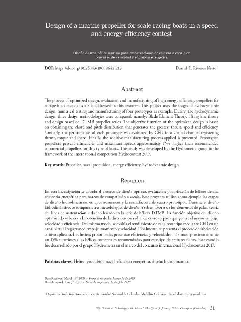 Racing Boat Propeller Design | PDF | Propeller | Lift (Force)