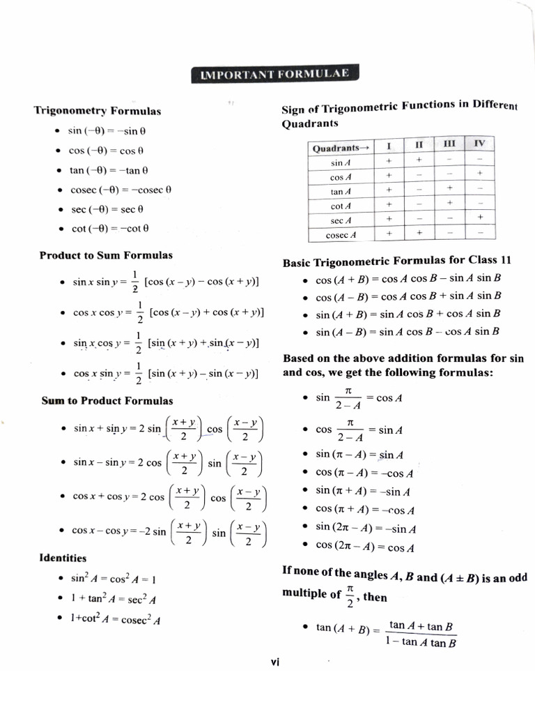 Maths Formula Sheet | PDF | Trigonometric Functions | Functions And ...
