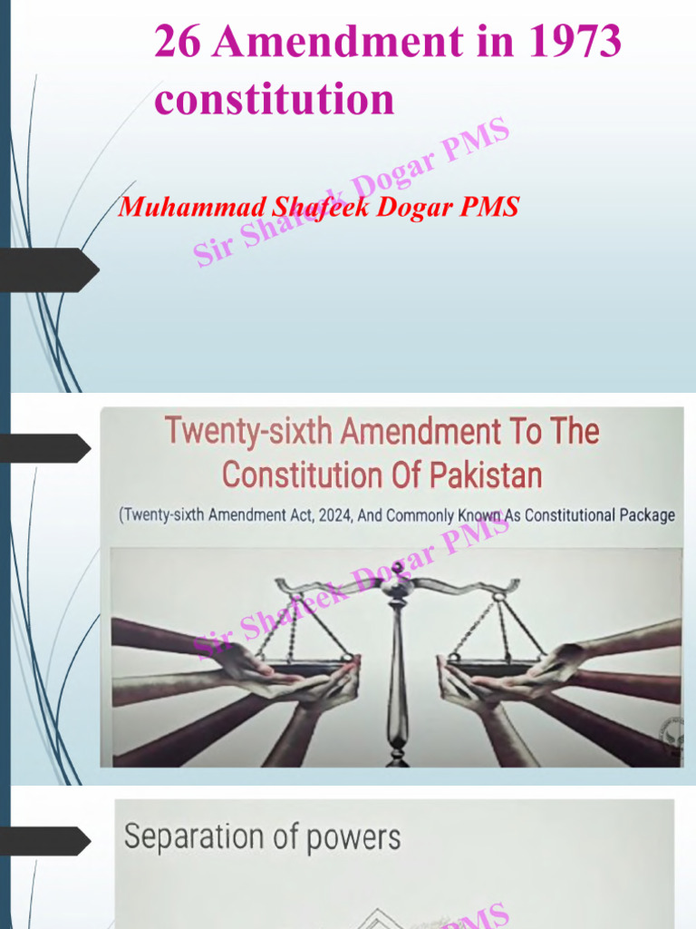 26 Amendment in 1973 Constitution by Sir Shafeek Dogar PMS | PDF