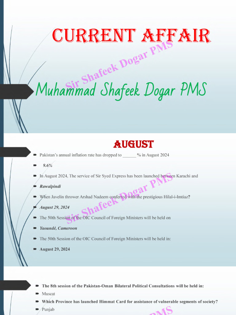 Current Affair by Sir Shafeek Dogar PMS | PDF