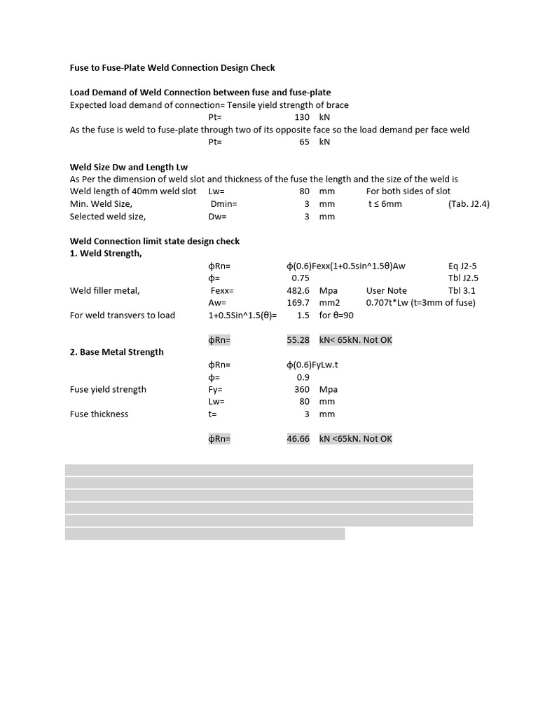 Fust To Fuse-Plate Weld Connection | PDF | Mechanical Engineering | Welding