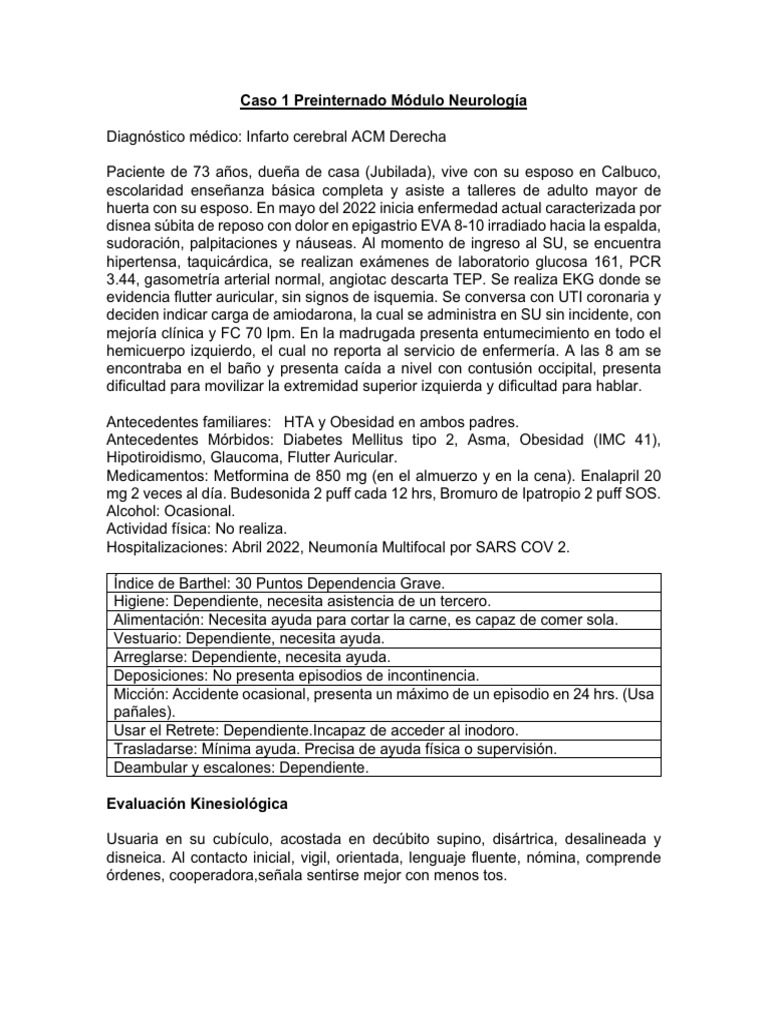 caso clínico ACV 1 | PDF | Hipertensión | Pelvis