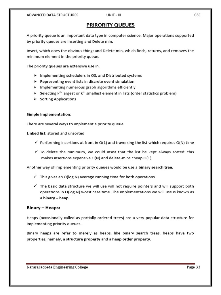 Ads-Unit Iii-Priority Queues | PDF | Algorithms And Data Structures