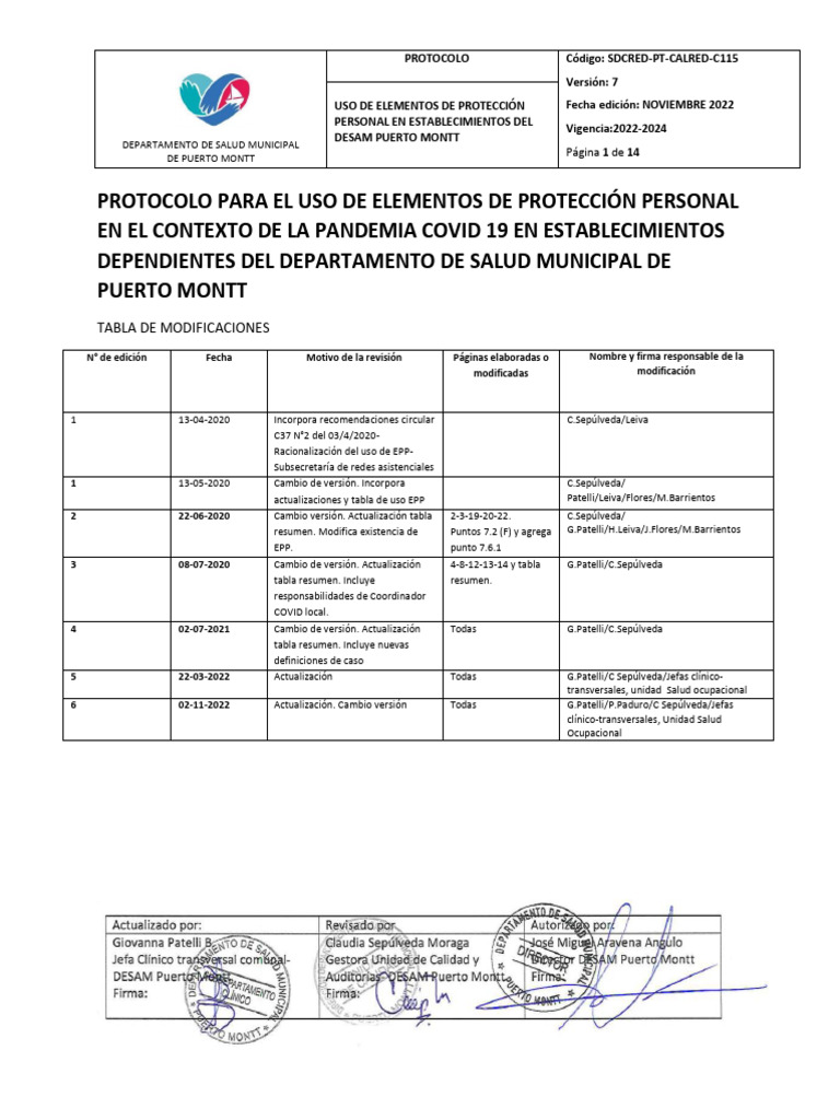 S2.Protocolo Uso EPP DESAM | PDF | Lavado de manos | Medicina