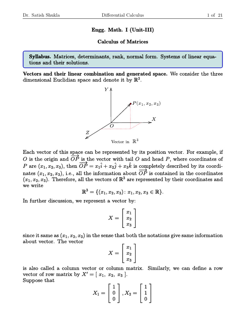 Unit-III | PDF | Matrix (Mathematics) | Determinant