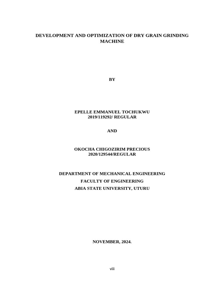 Dry Grain Prelim Pages | PDF | Mill (Grinding) | Engineering