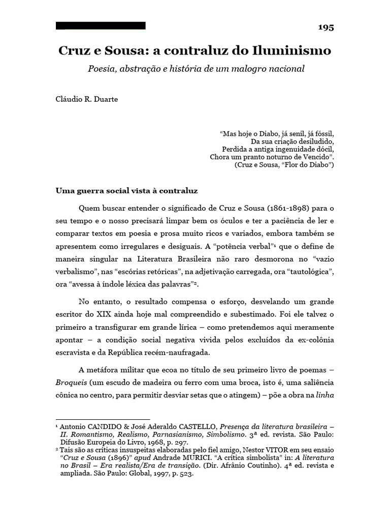 Cruz e Sousa: Poesia e Malogro Social | PDF | Simbolismo (artes ...