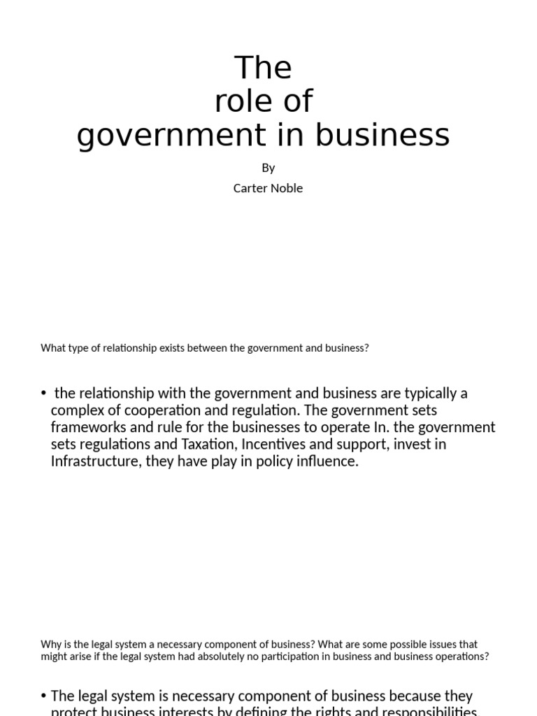 The Role of Government in Business | PDF