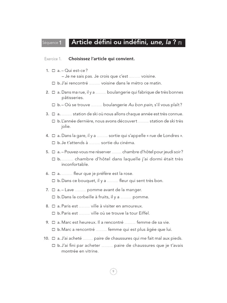 Articles définis et indéfinis en français | PDF