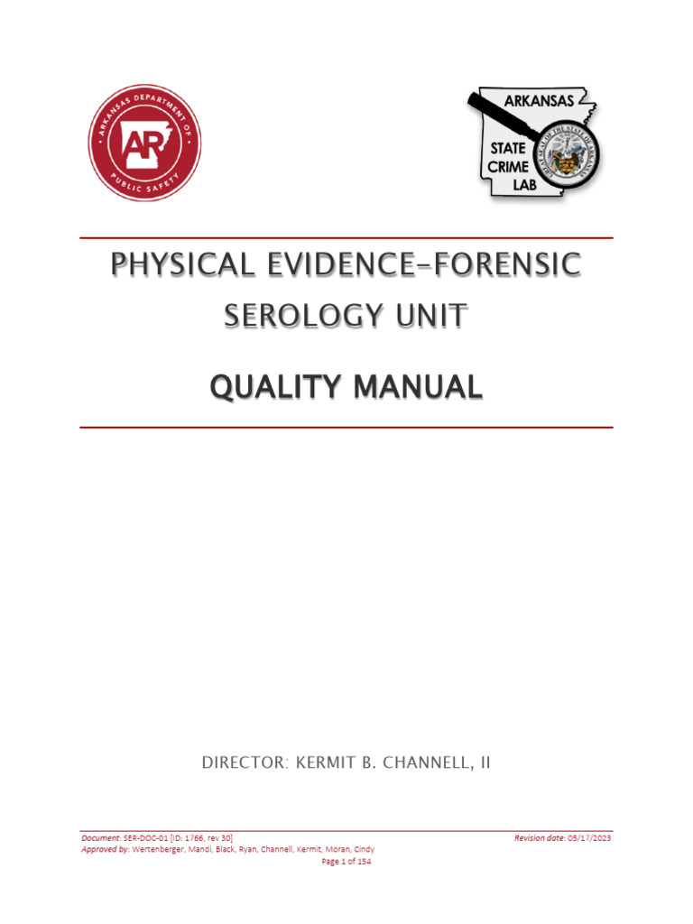 Ak Forensic Serology Unit Quality Manual | PDF