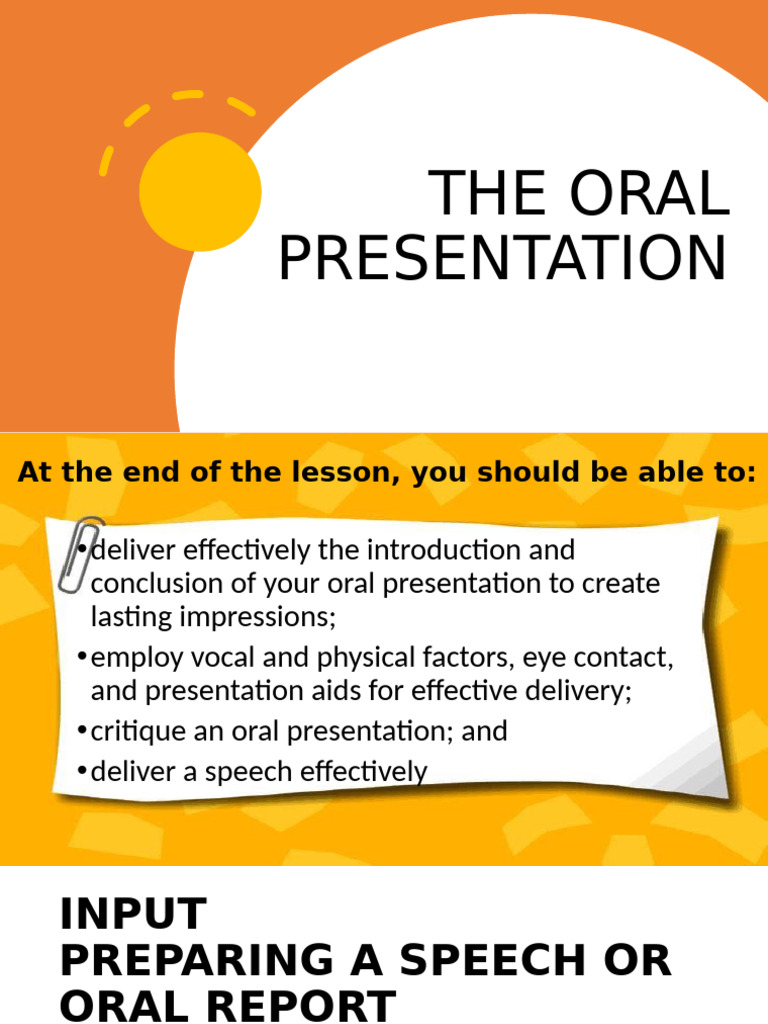 Lesson 6 The Oral Presentation | PDF | Public Speaking | Speech