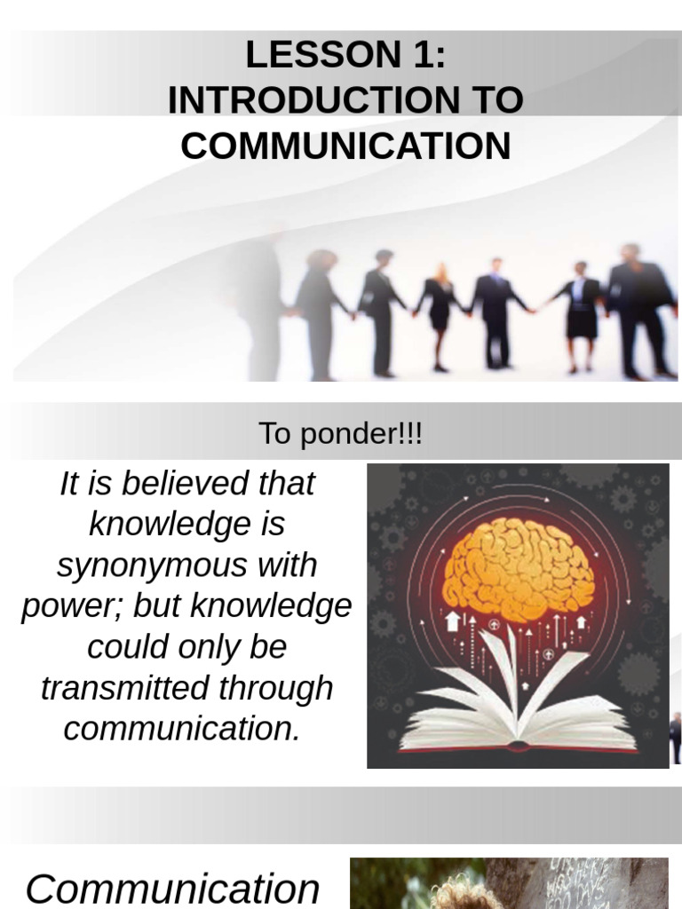 Lesson 1 Introduction To Communication | PDF | Communication | Psychology