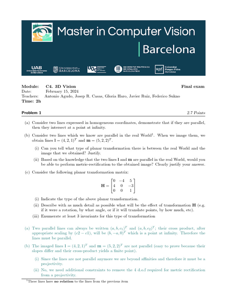 MCV C4 2024 Exam Answers | PDF | Image Segmentation | Vertex (Graph Theory)