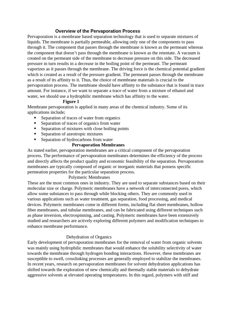 Overview of the Pervaporation Process | PDF | Polymers | Membrane