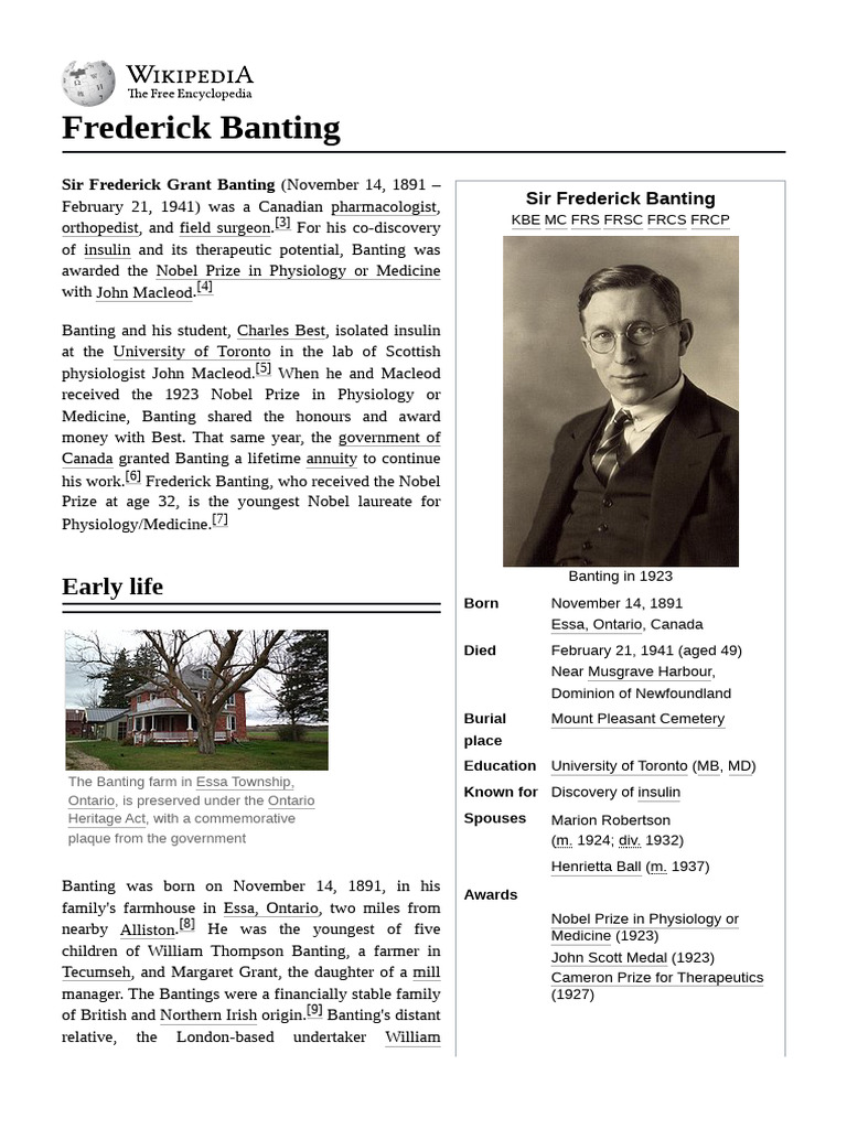 Frederick_Banting | PDF | Insulin | Pancreas