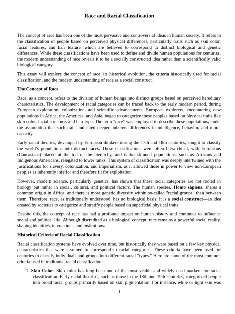 Race and Racial Classification | PDF | Race (Human Categorization)