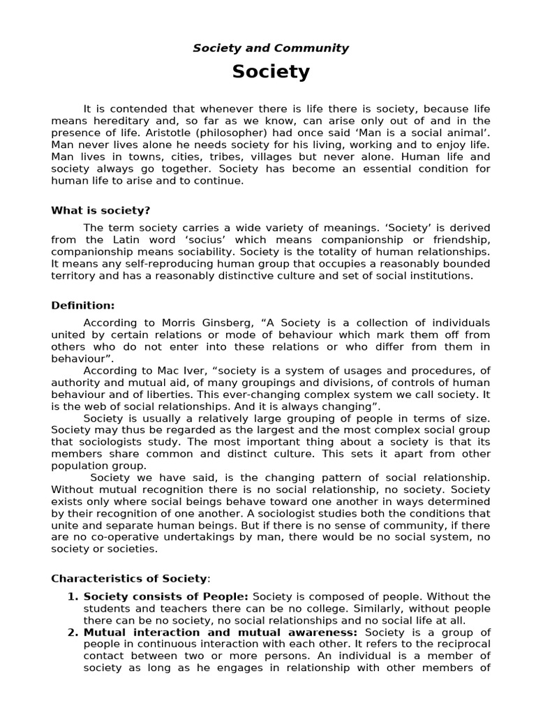 Society and Community | PDF | Community | Society