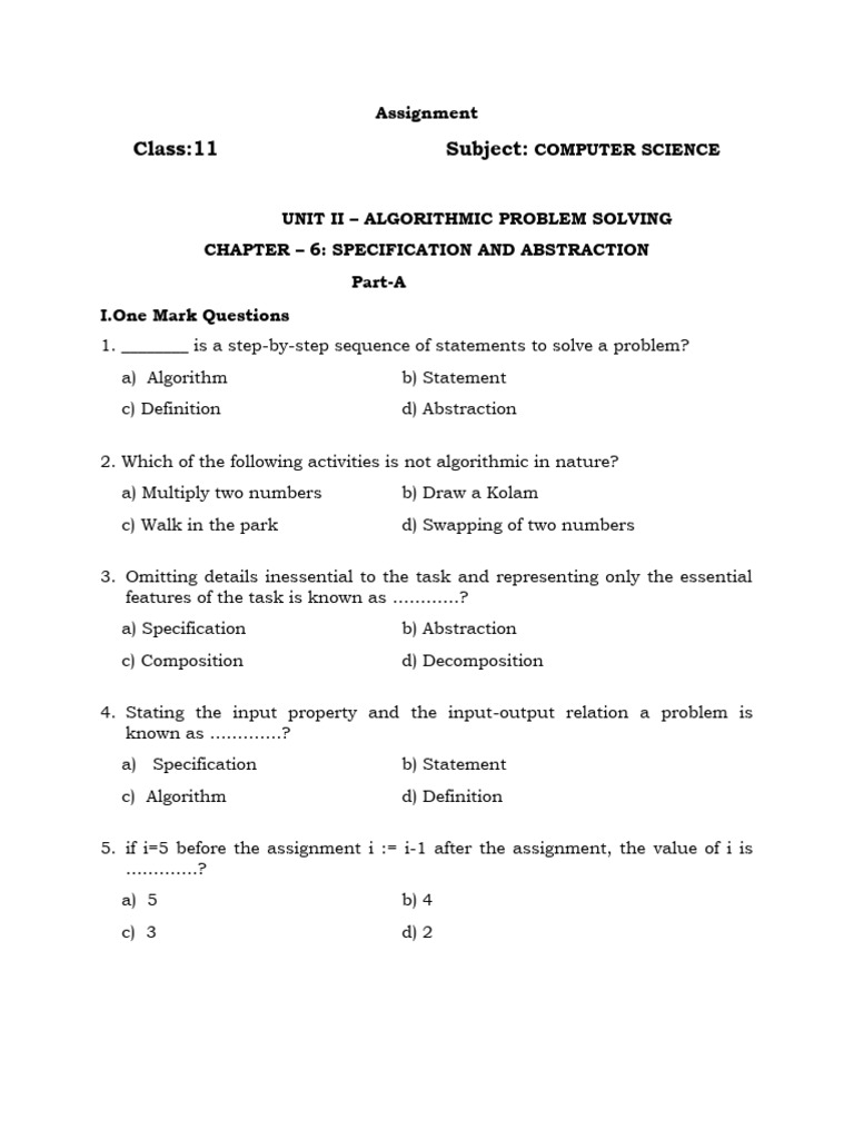 C11 - Computer Science EM-1 | PDF | Algorithms | Control Flow