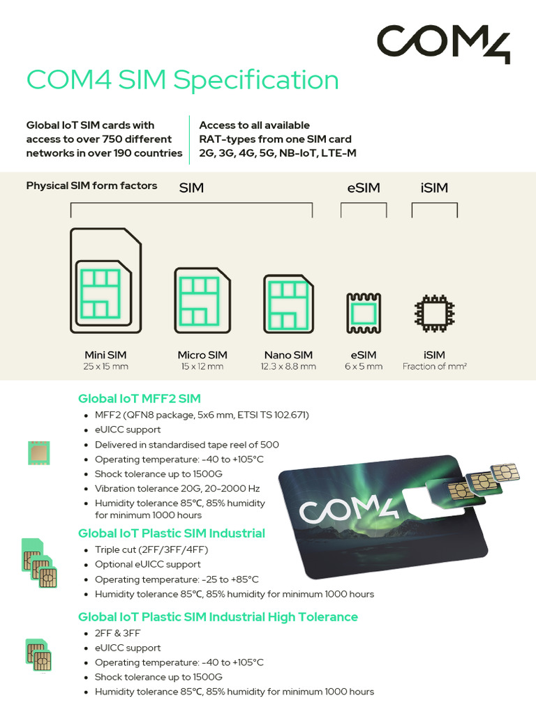 Com4 Sim Spec Sheet | PDF
