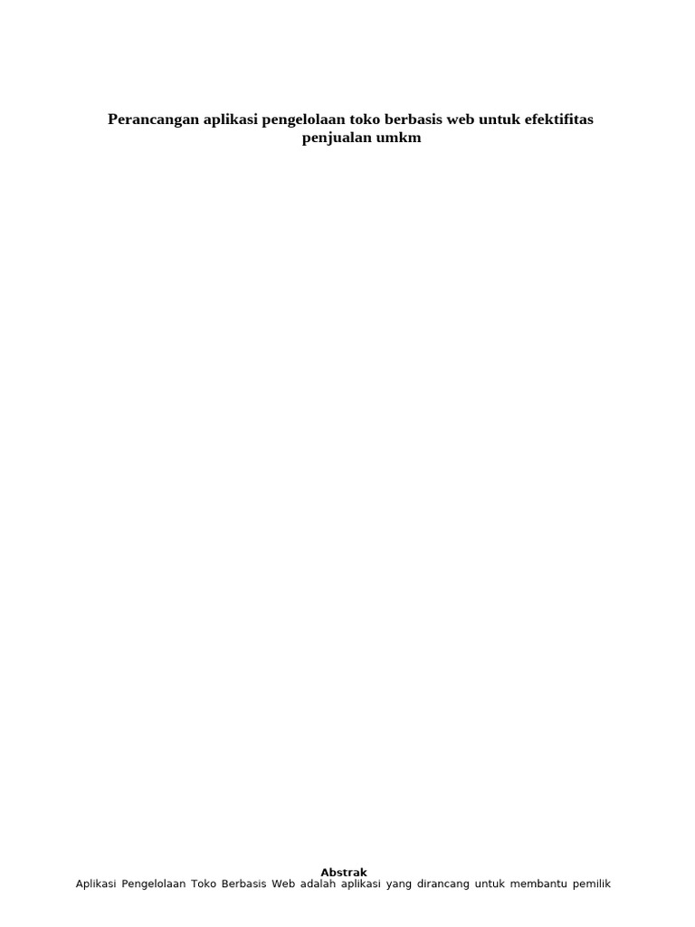 Perancangan Aplikasi Pengelolaan Toko Berbasis Web | PDF