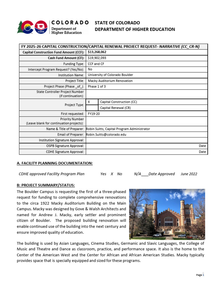 Ucb Mcky Fy25 26 CC Narrative Final | PDF | Window | Wall