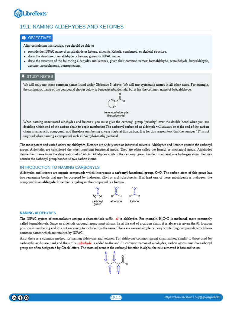 19.01 Naming Aldehydes and Ketones | PDF | Ketone | Aldehyde