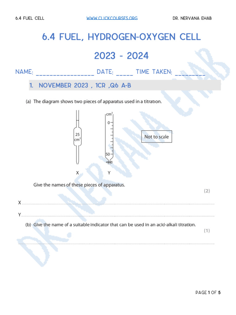 QUIZ - QUESTION - 6.4 Classified Questions Written 2023 Fuel, Hydrogen ...
