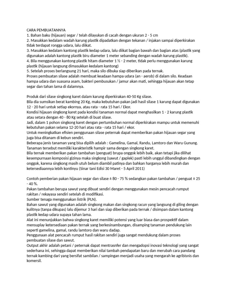 Cara Membuat Silase | PDF