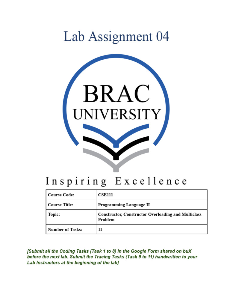 CSE111 Lab Assignment 4 - Fall'24 | PDF | Method (Computer Programming) | Area