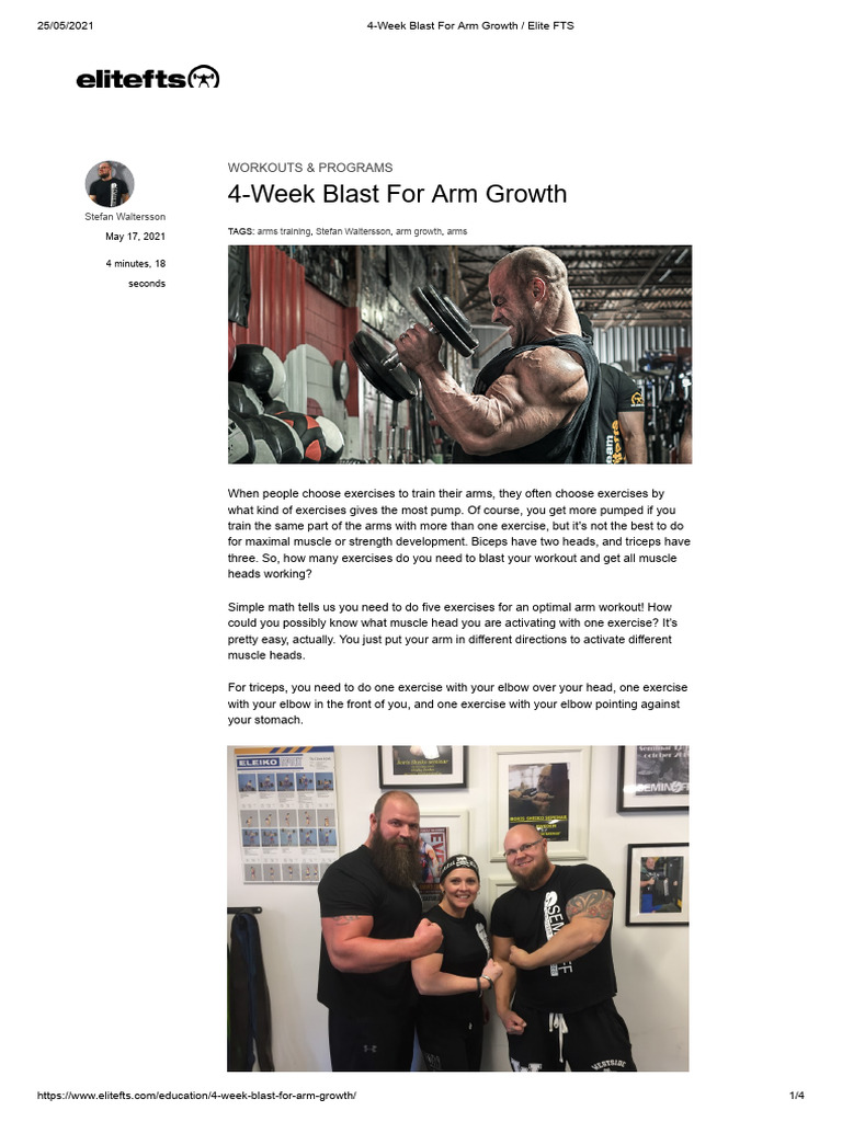 4-Week Blast For Arm Growth - Elite FTS | PDF | Arm | Skeletal Muscle