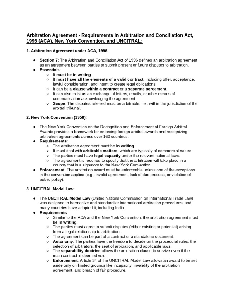 Arbitration Notes Pdf Arbitration Jurisdiction