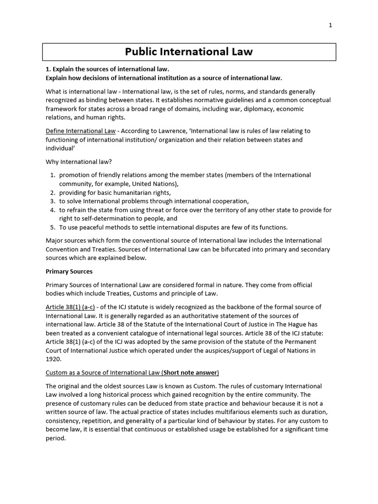 Public International Law | PDF | International Law | Treaty