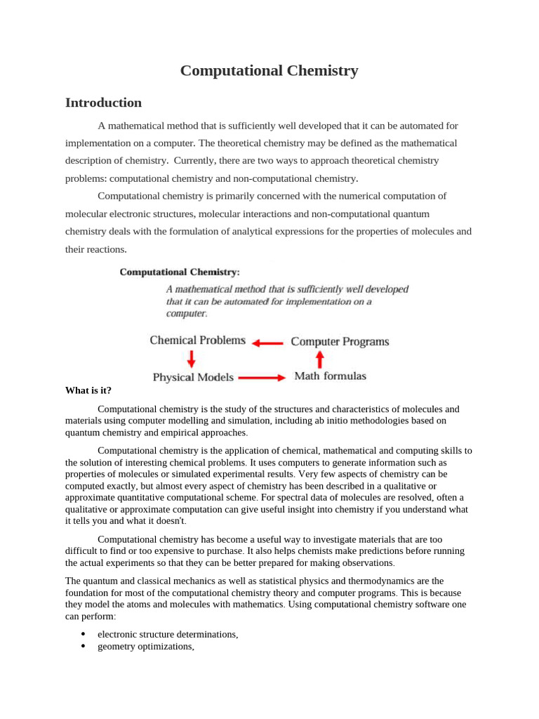 Overview of Computational Chemistry | PDF | Computational Chemistry ...
