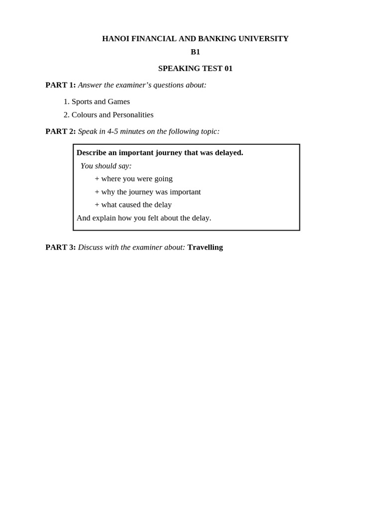 B1 SPEAKING TEST 11.24 | PDF