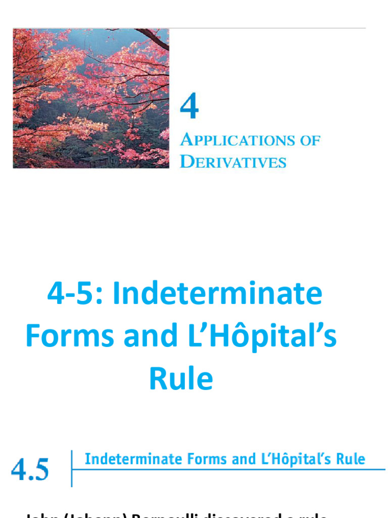 Indeterminate Forms & L'Hôpital's Rule | PDF