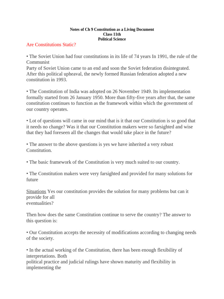 CH Constitution As A Living Document | PDF | Constitution ...
