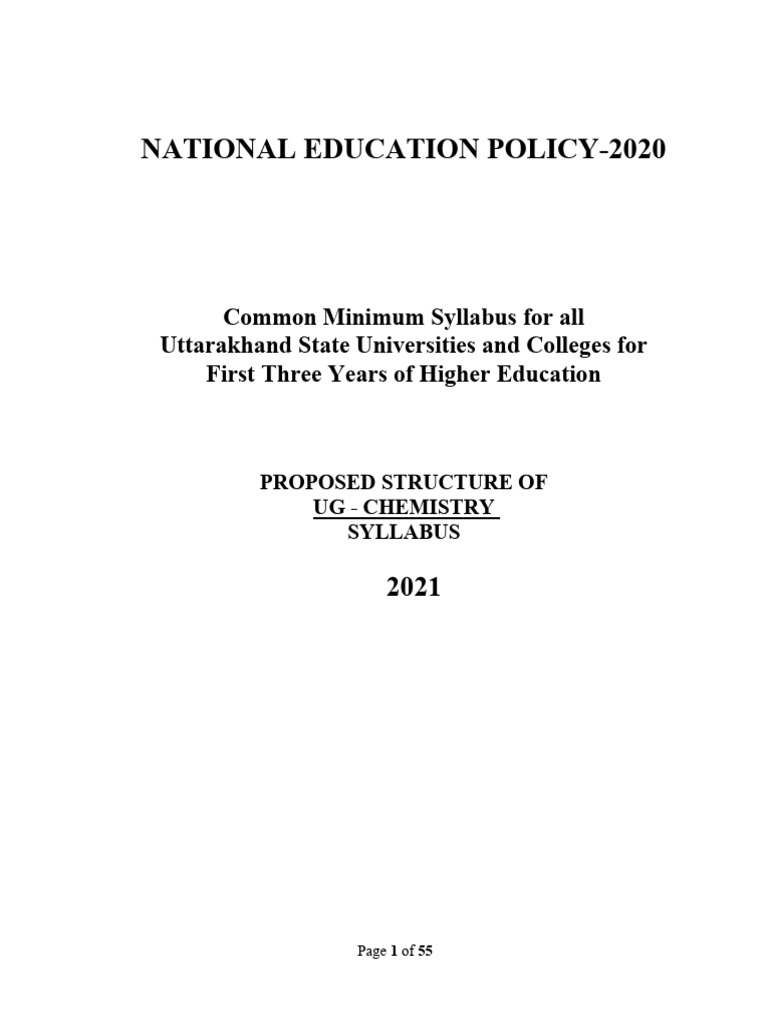 Chemistry Syllabus Nep 2020 1 | PDF | Chemical Reactions | Chemical Bond