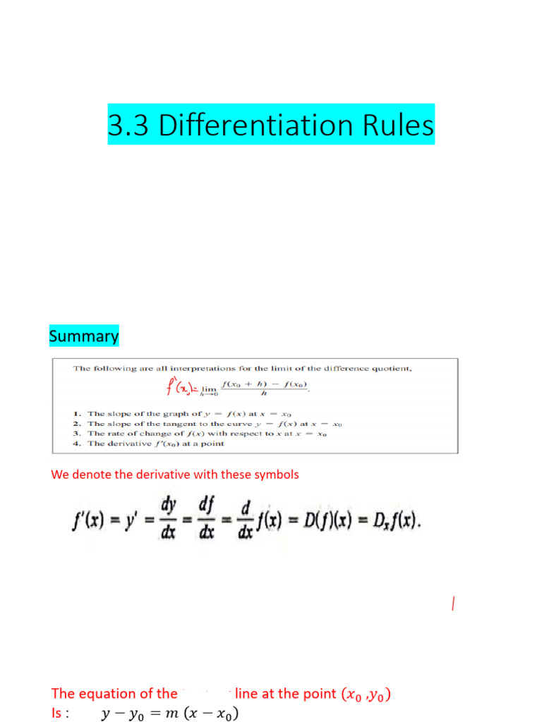 3.3 Differentiation Rules | PDF